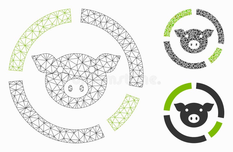 Pig Diagram Vector Mesh Wire Frame Model and Triangle Mosaic Icon Stock ...