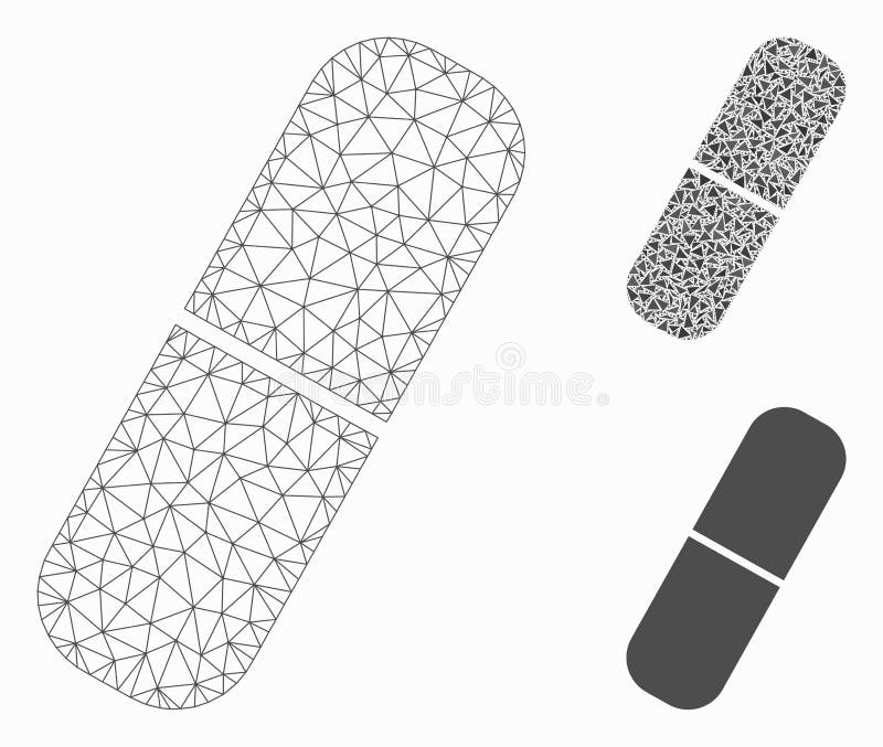 Pill Vector Mesh 2D Model and Triangle Mosaic Icon Stock Vector ...