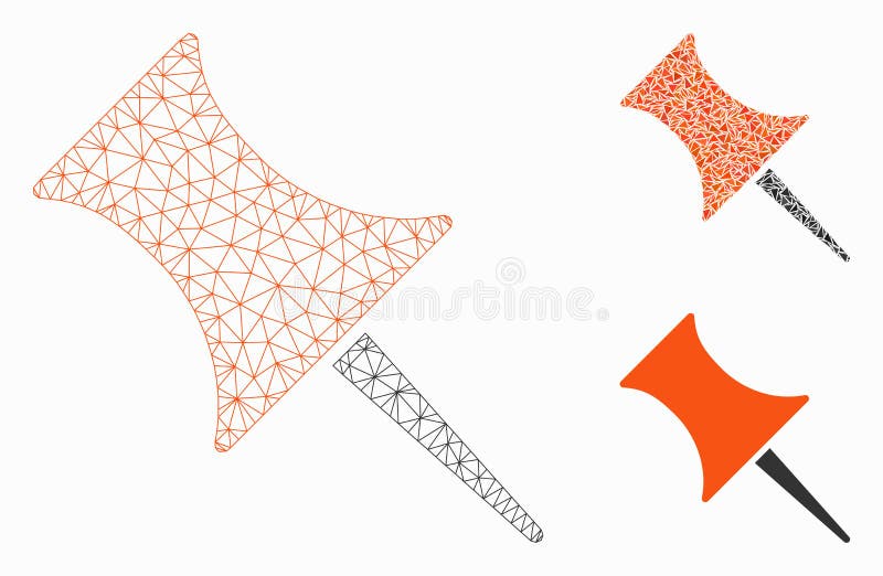 Pin Vector Mesh Wire Frame Model and Triangle Mosaic Icon Stock Vector ...