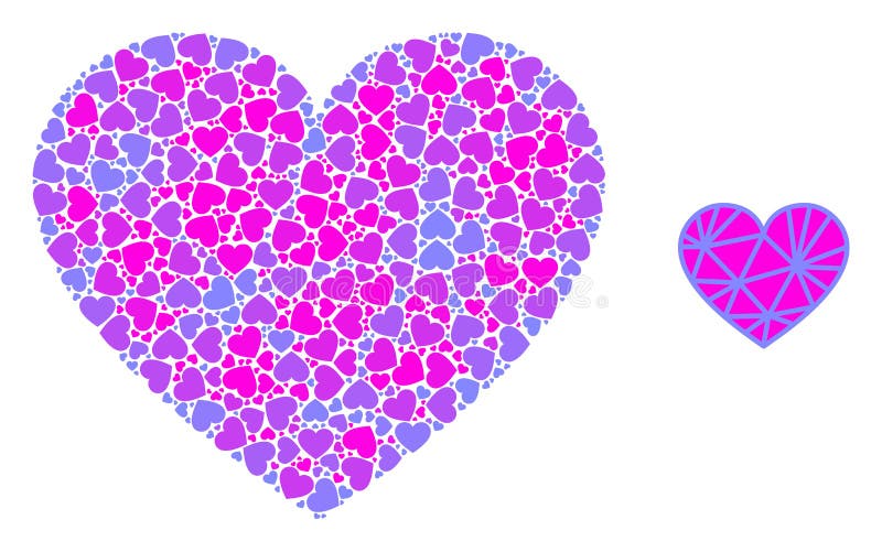 Mesh Pink Heart Recursion Collage of Self Icons Stock Vector ...