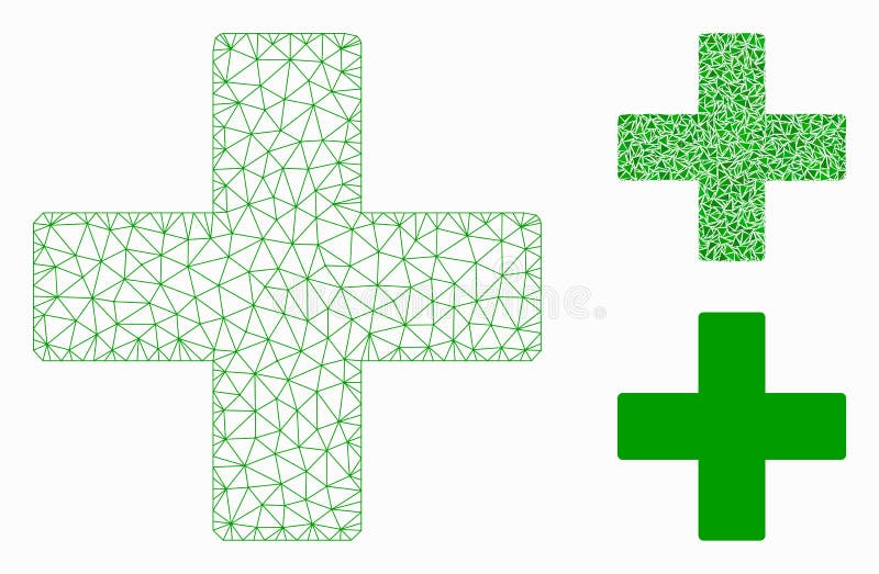 Plus Vector Mesh 2D Model and Triangle Mosaic Icon Stock Vector ...