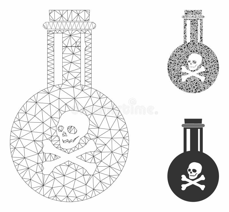 Poison Vector Mesh Wire Frame Model and Triangle Mosaic Icon Stock ...