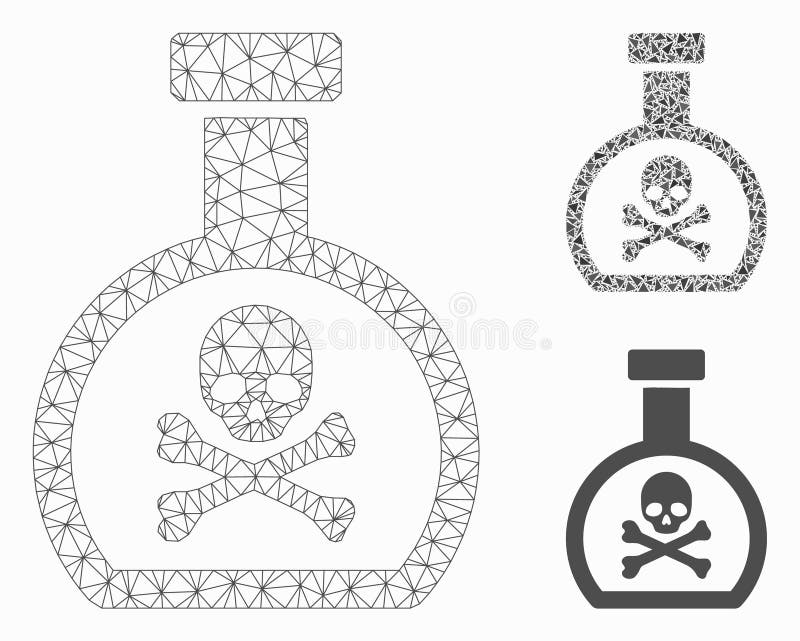 Poison Retort Vector Mesh Network Model and Triangle Mosaic Icon Stock ...