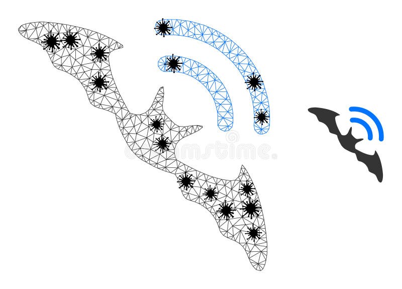 Wire Frame Mesh Bat Ultrasound Pictograms with Covid Nodes Stock Vector ...