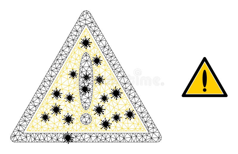 Triangulated Mesh Danger Triangle Pictograms with Flu Nodes Stock ...