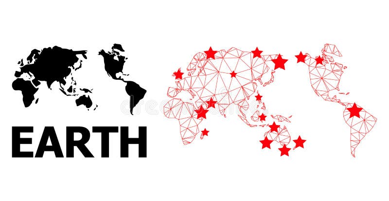 Mesh Polygonal Map of Earth with Red Stars Stock Vector - Illustration ... Mesh Polygonal Map of Earth with Red Stars Stock Vector - Illustration ...