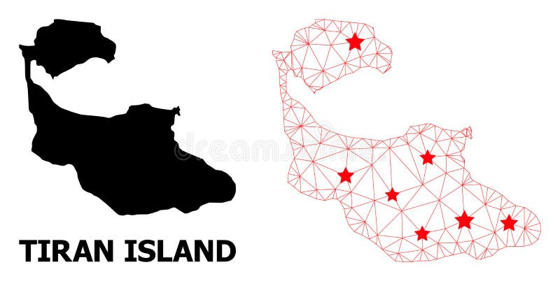 Mesh Polygonal Map of Tiran Island with Red Stars Stock Vector ...