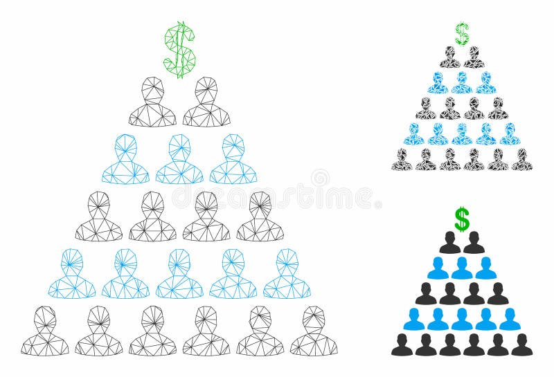 Ponzi Pyramid Scheme Vector Mesh Carcass Model and Triangle Mosaic Icon ...