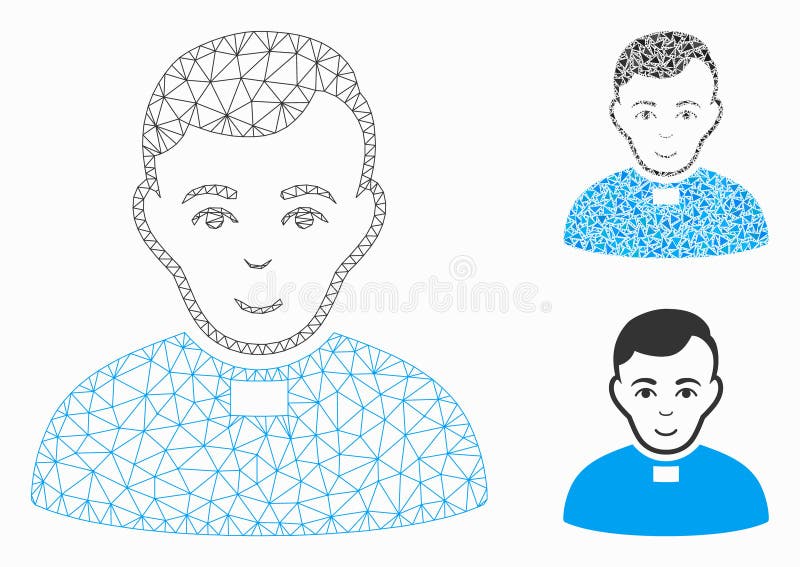 Priest Vector Mesh 2D Model and Triangle Mosaic Icon Stock Vector ...