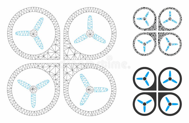 Quadrotor Vector Mesh Carcass Model and Triangle Mosaic Icon Stock ...