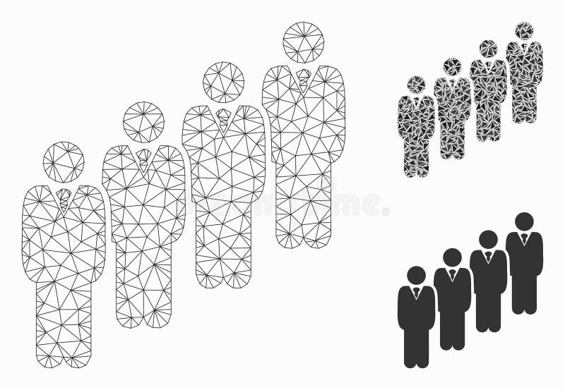 Queue Vector Mesh Carcass Model and Triangle Mosaic Icon Stock Vector ...