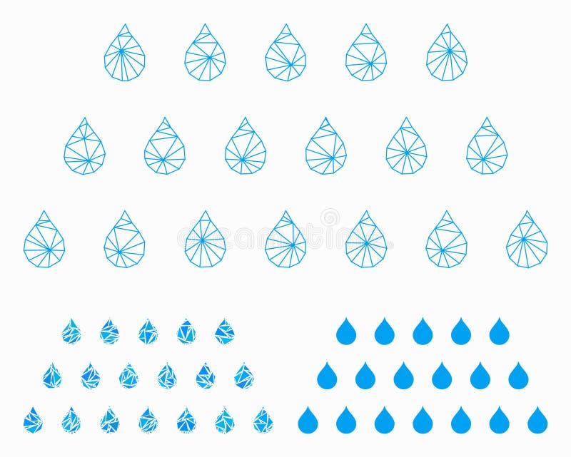 Rain Drops Vector Mesh 2D Model and Triangle Mosaic Icon Stock Vector ...