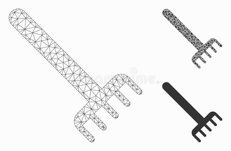 Rake Vector Mesh Carcass Model and Triangle Mosaic Icon Stock Vector ...