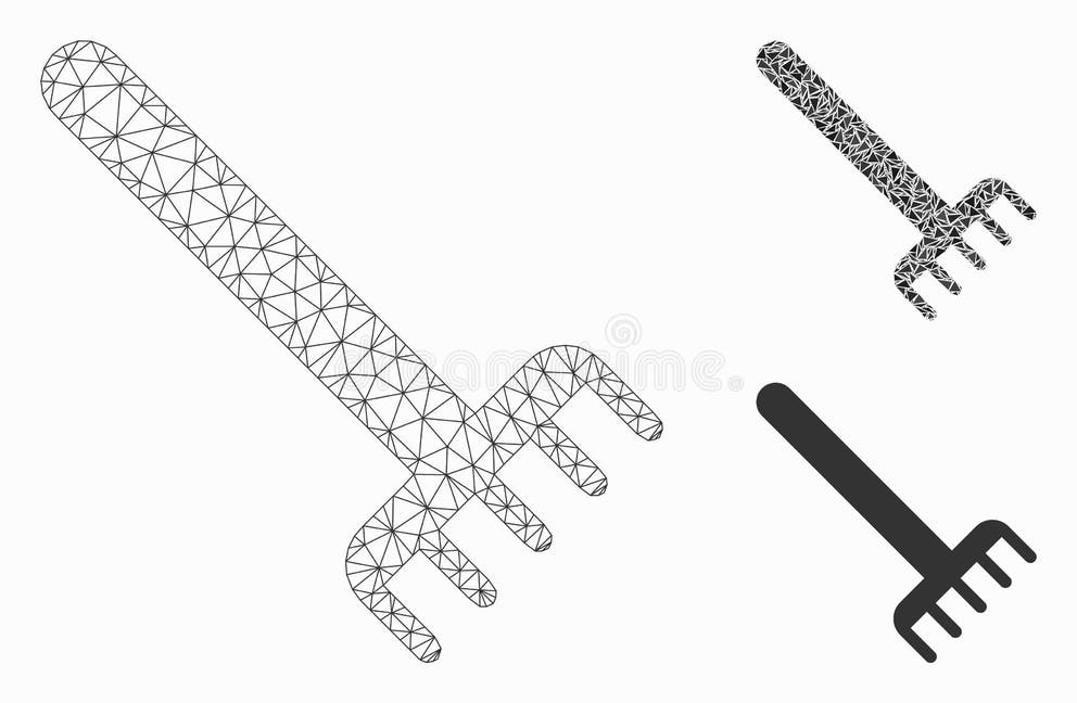 Rake Vector Mesh Carcass Model and Triangle Mosaic Icon Stock Vector ...