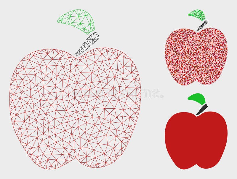 Red Apple Vector Mesh 2D Model and Triangle Mosaic Icon Stock Vector ...