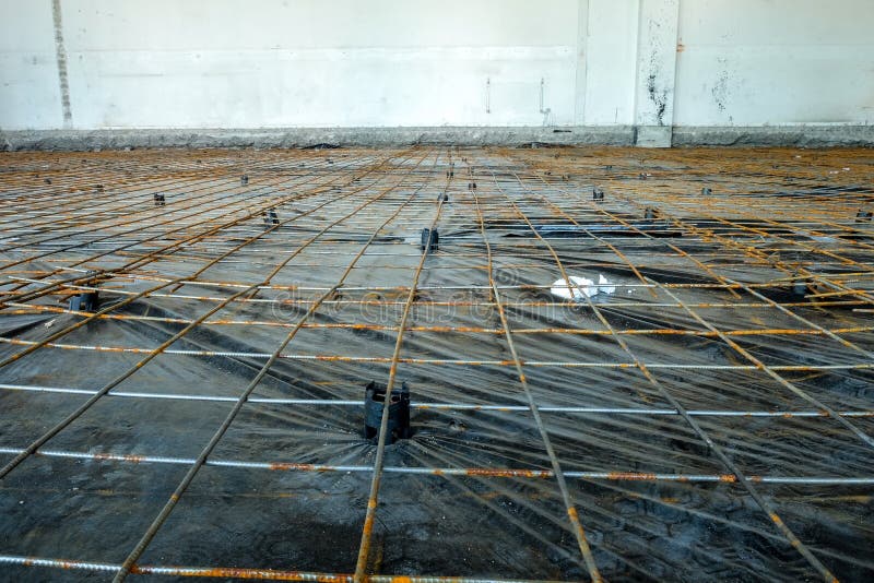 Mesh for Reinforcement Concrete Slab Stock Photo - Image of feet ...