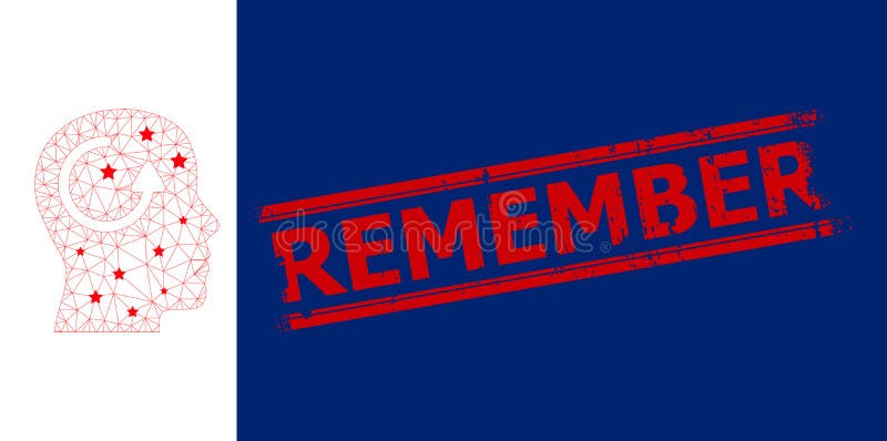 Remember Scratched Seal and Remember Polygonal Mesh Stock Vector ...