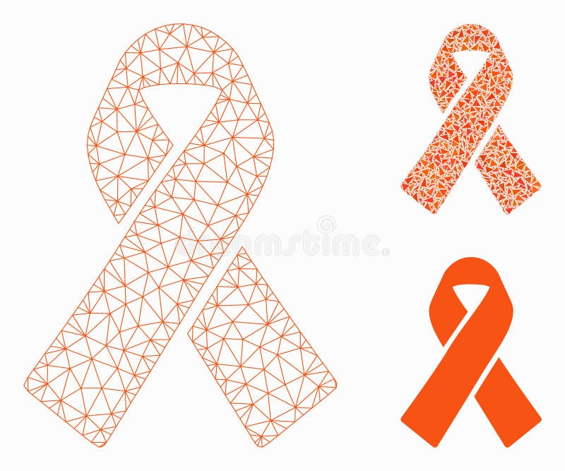 Ribbon Vector Mesh Carcass Model And Triangle Mosaic Icon Stock Vector Illustration Of Pattern