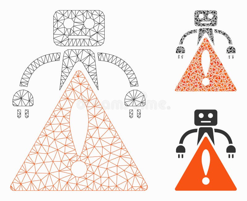 Robot Warning Mosaic and Grunge Cautious Watermark with Lines Stock ...