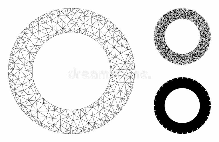 Rubber Tire Vector Mesh Network Model and Triangle Mosaic Icon Stock ...