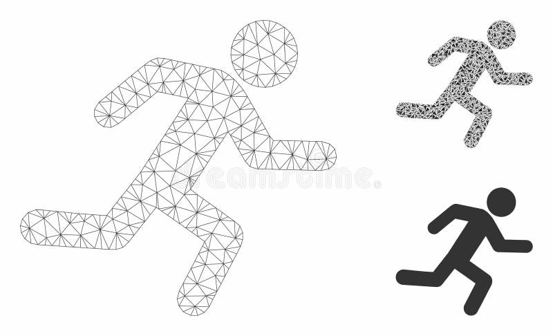 Running Man Vector Mesh 2D Model and Triangle Mosaic Icon Stock Vector ...