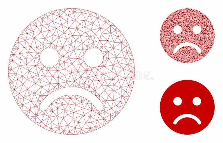Sad Mood Smiley Vector Mesh 2D Model and Triangle Mosaic Icon Stock ...