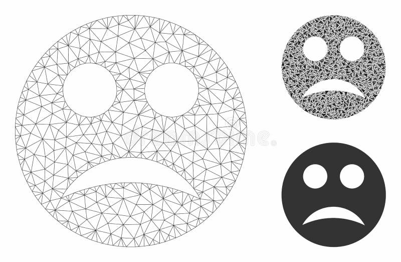 Sad Smiley Vector Mesh 2D Model and Triangle Mosaic Icon Stock Vector ...