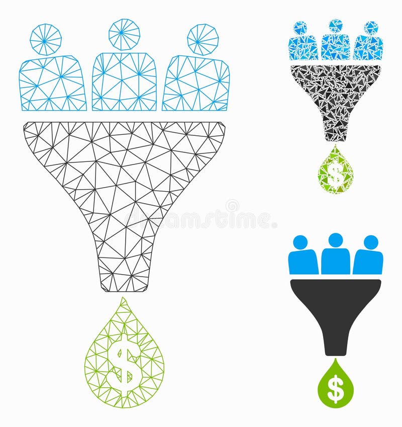 Sales Funnel Vector Mesh Network Model and Triangle Mosaic Icon Stock ...