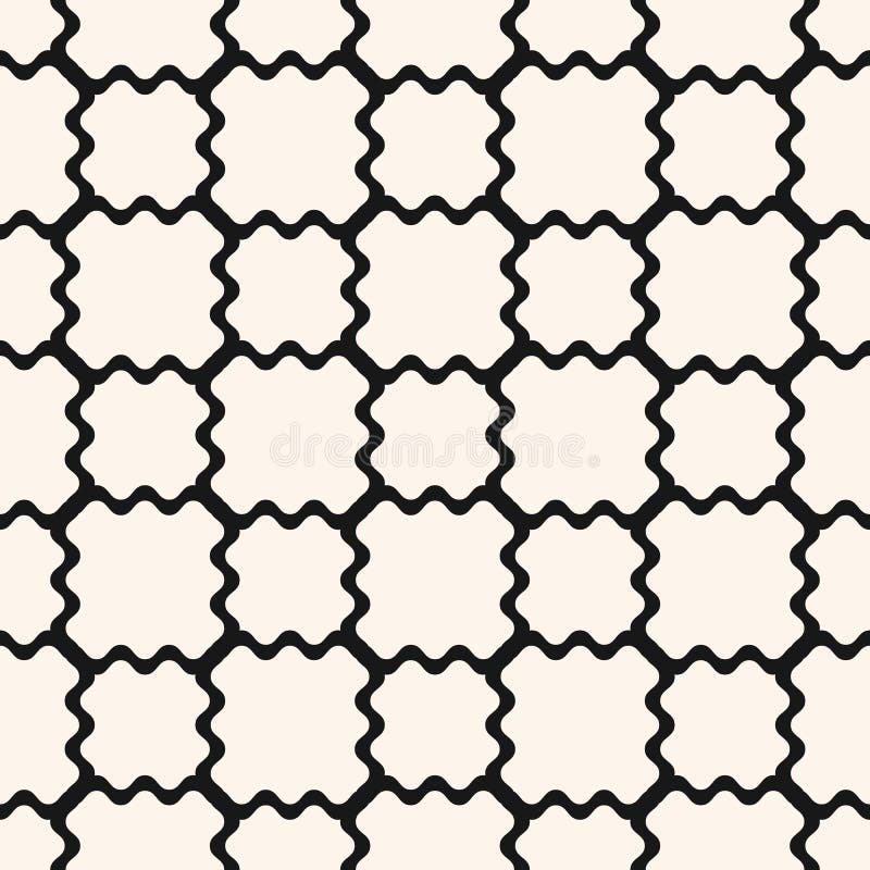 Mesh Seamless Pattern. Vector Texture of Wavy Grid, Weaving, Smooth ...
