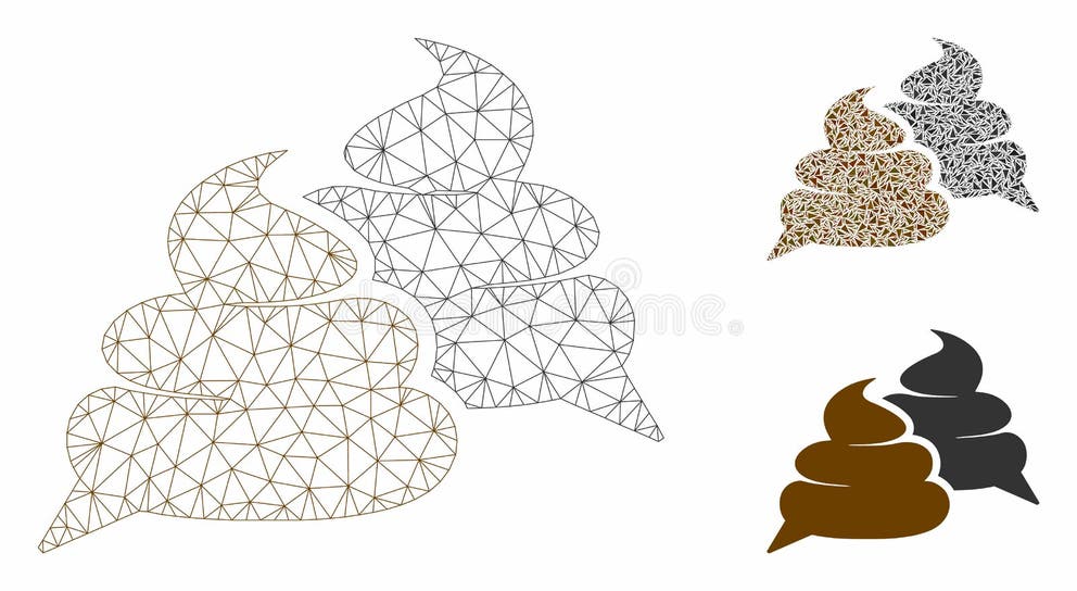 Shit Chat Vector Mesh Wire Frame Model and Triangle Mosaic Icon Stock ...