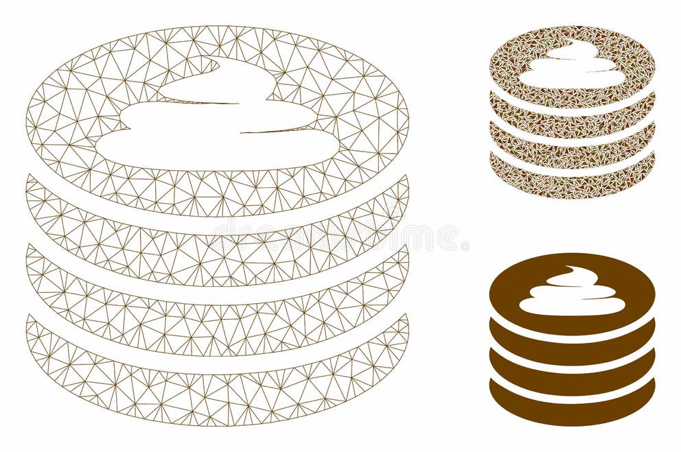 Shit Coin Stack Vector Mesh Wire Frame Model and Triangle Mosaic Icon ...