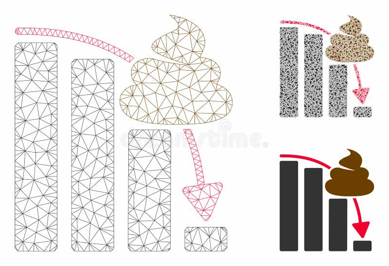 Shit Fall Down Chart Vector Mesh Carcass Model and Triangle Mosaic Icon ...