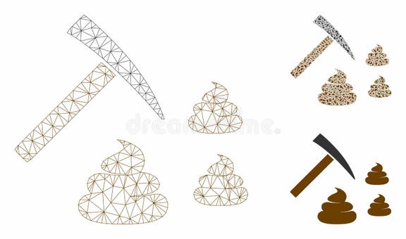 Shit Mining Vector Mesh Carcass Model and Triangle Mosaic Icon Stock ...