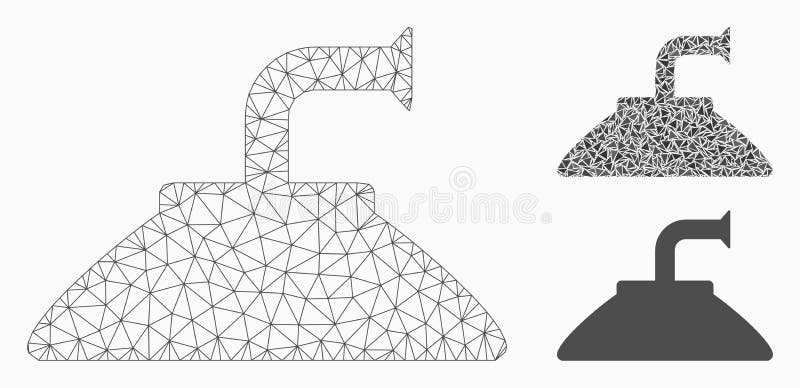 Shower Head Vector Mesh Wire Frame Model and Triangle Mosaic Icon Stock ...