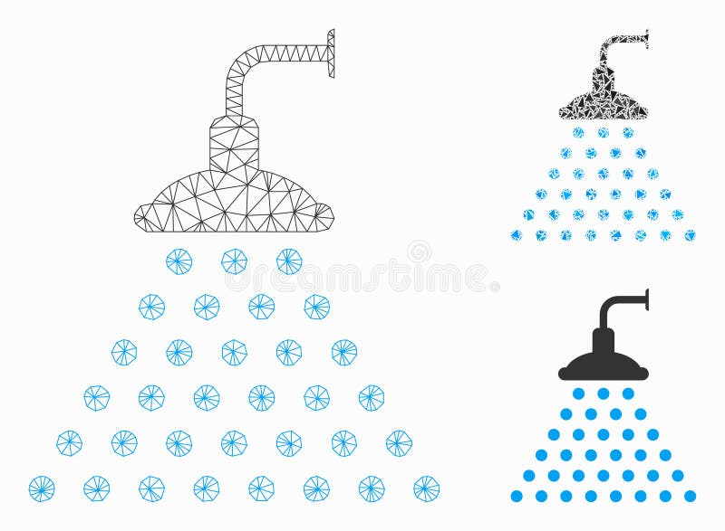 Shower Vector Mesh Network Model and Triangle Mosaic Icon Stock Vector ...