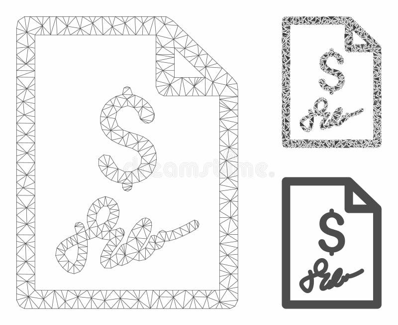Signed Bill Vector Mesh 2D Model and Triangle Mosaic Icon Stock Vector ...