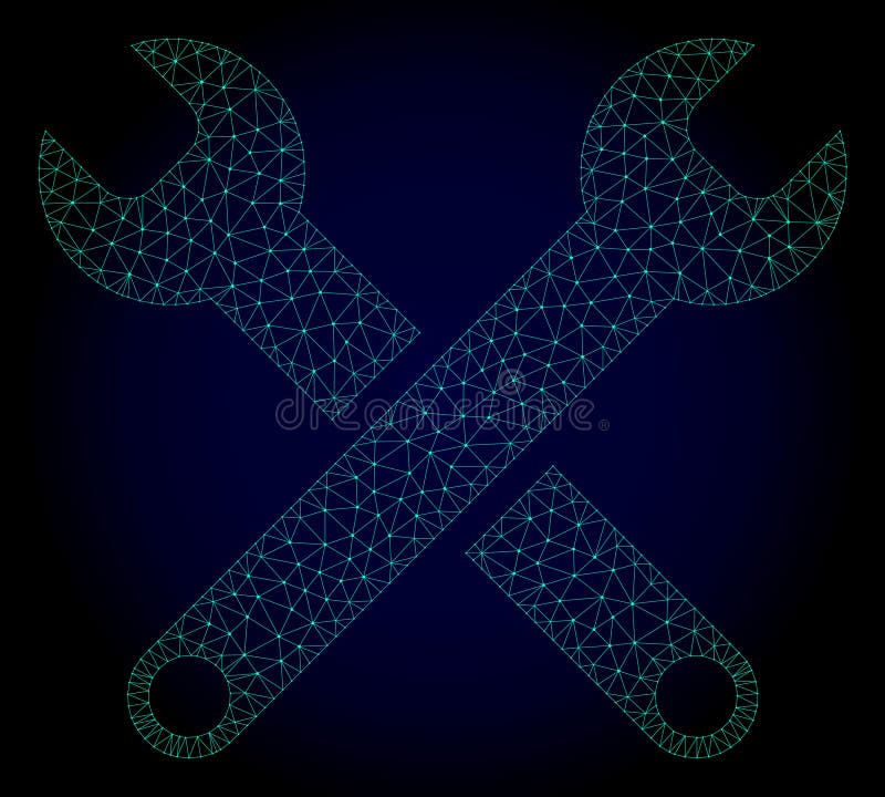 Two Spanners Line Drawing on White Background. Stock Vector ...