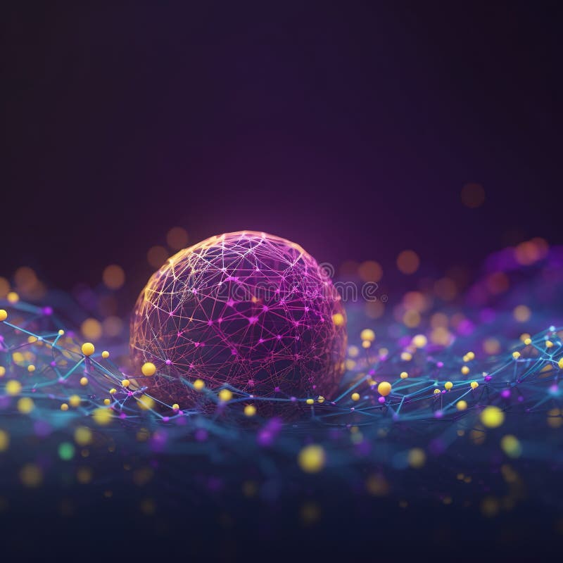 Mesh of Spherical Particles with Varying Colours Abstract Background ...