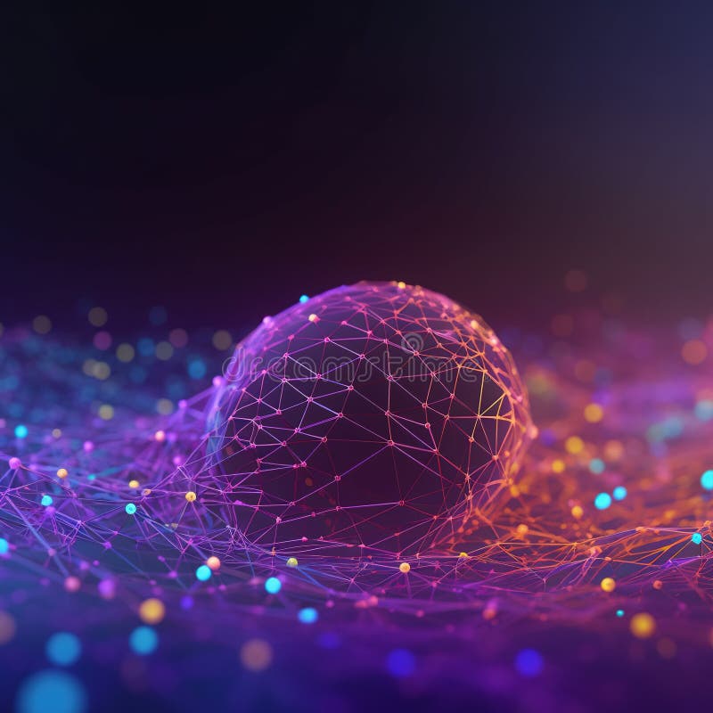 Mesh of Spherical Particles with Varying Colours Abstract Background ...