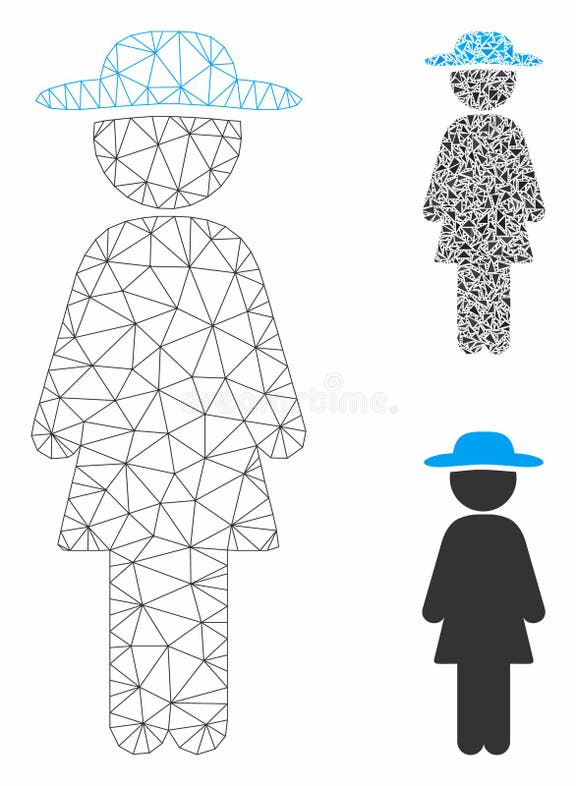 Standing Lady Vector Mesh 2D Model and Triangle Mosaic Icon Stock ...