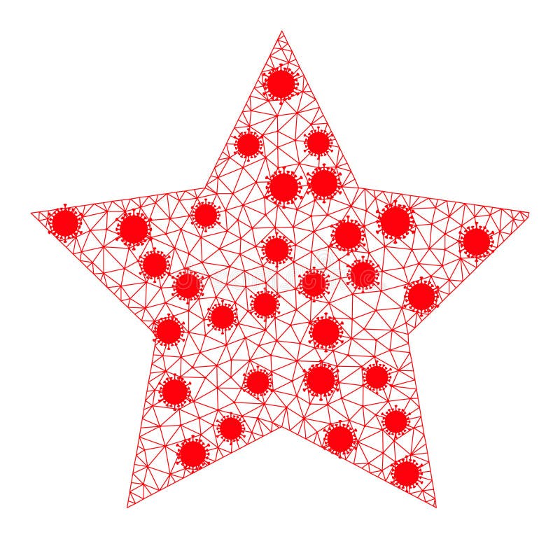 Star Wireframe Mesh Pictogram with Infection Parts Stock Vector ...