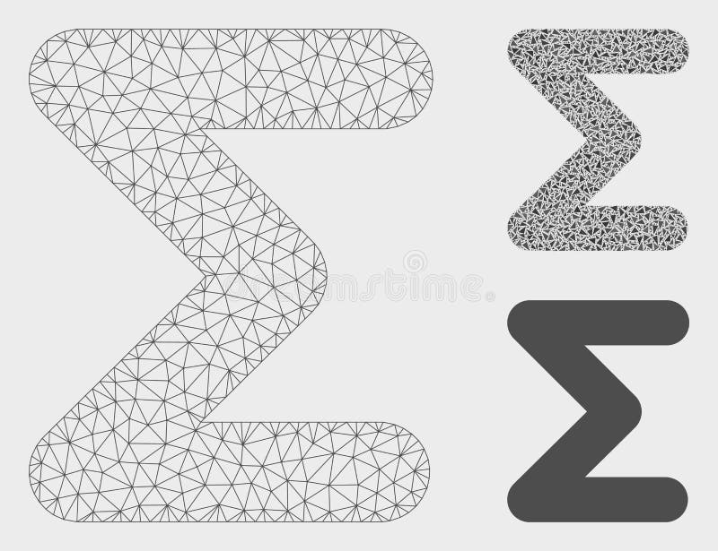Sum Vector Mesh 2D Model and Triangle Mosaic Icon Stock Vector ...