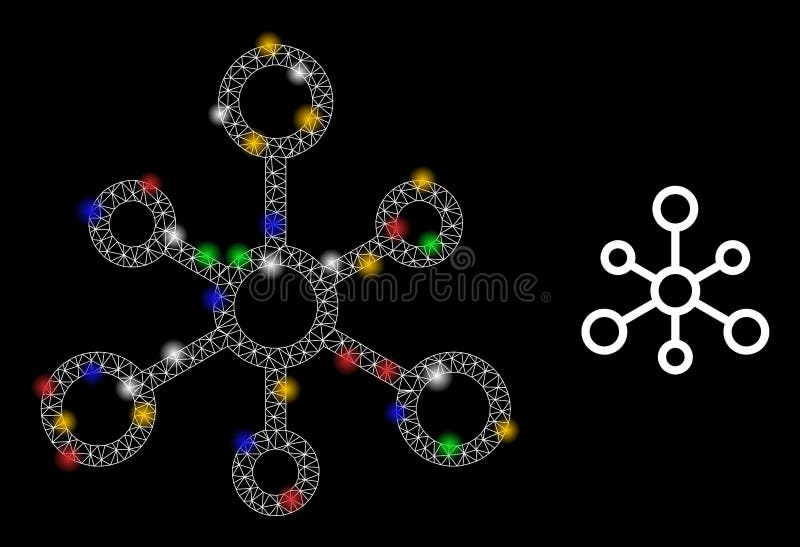 Mesh System Links Glare Icon with Colorful Light Spots Stock Vector ...