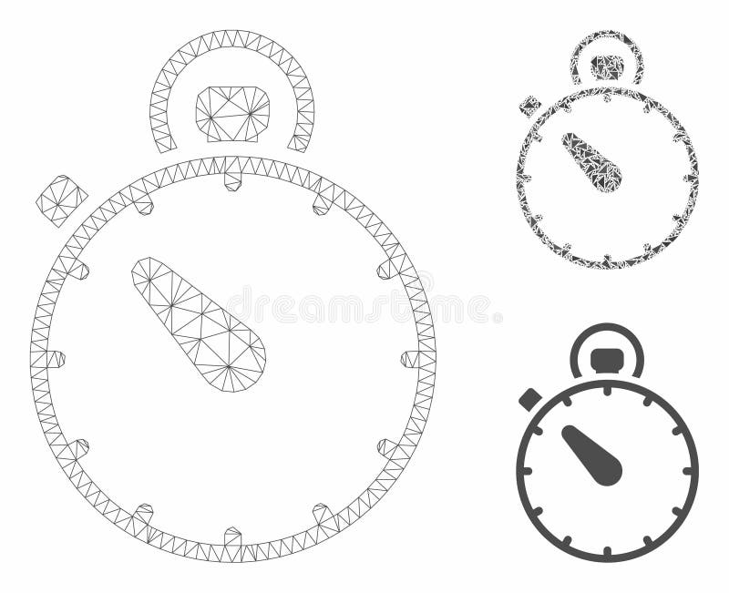 Timer Vector Mesh Network Model and Triangle Mosaic Icon Stock Vector ...