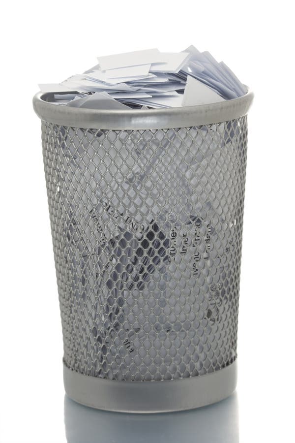 Mesh Trash Bin Full Of Paper Picture. Image: 4453985