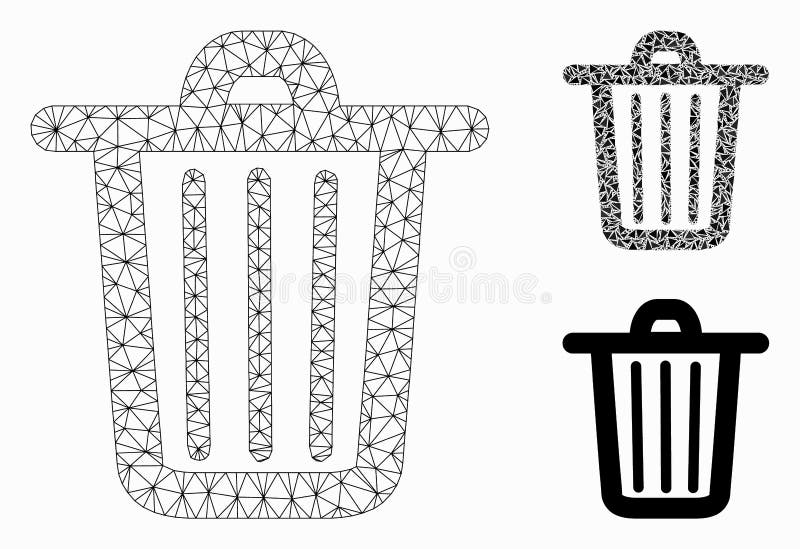 Trash Can Vector Mesh Wire Frame Model and Triangle Mosaic Icon Stock ...