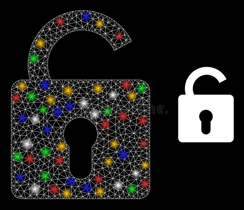 Mesh Unlock Glare Icon with Bright Colored Glare Spots Stock Vector ...