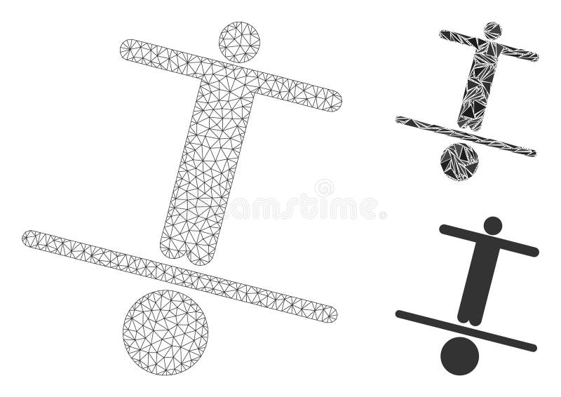 Unstable Man Vector Mesh Wire Frame Model and Triangle Mosaic Icon ...