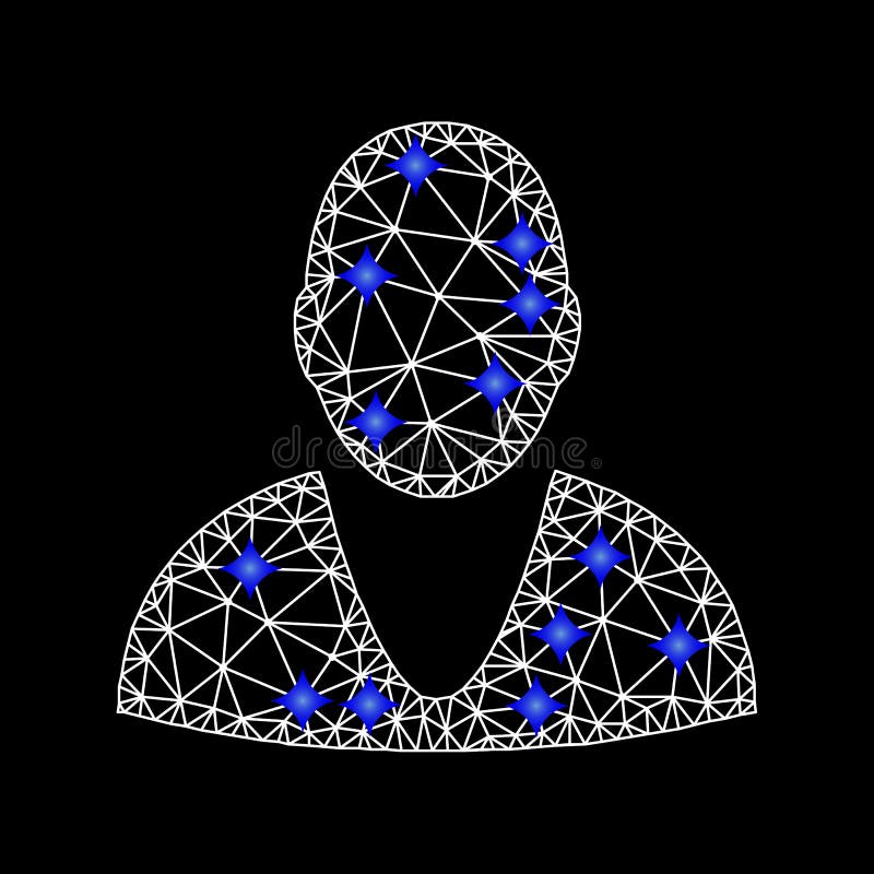 Vector Mesh User Icon with Blue Diamonds Stock Vector - Illustration of ...