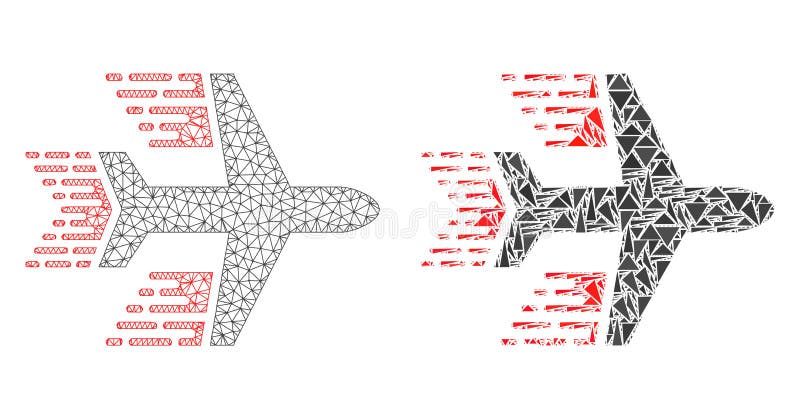 Polygonal Network Mesh Aircraft and Mosaic Icon Stock Vector ...